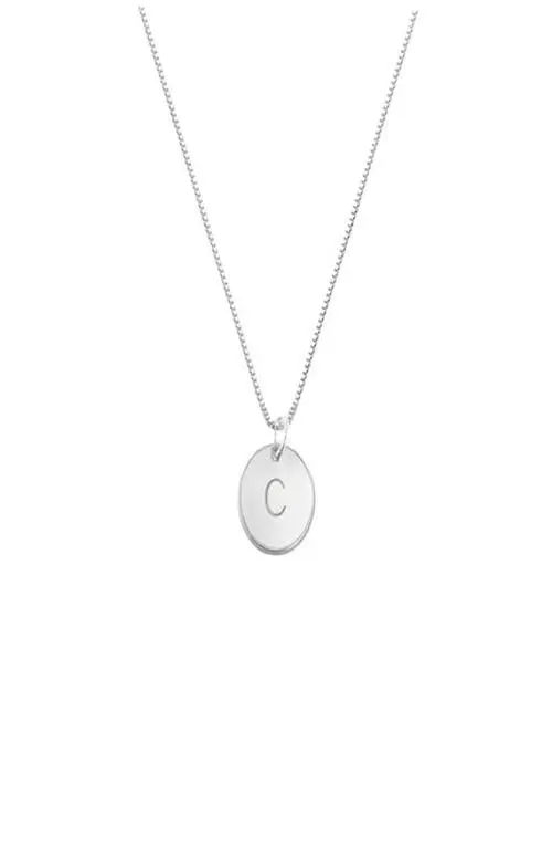OAK & LUNA Willow Initial Disc Necklace - Letter C