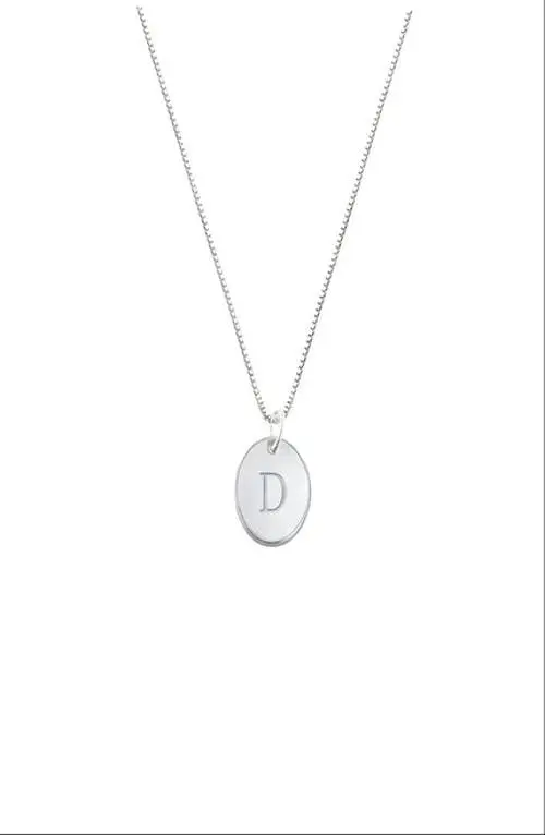 OAK & LUNA Willow Initial Disc Necklace - Letter D