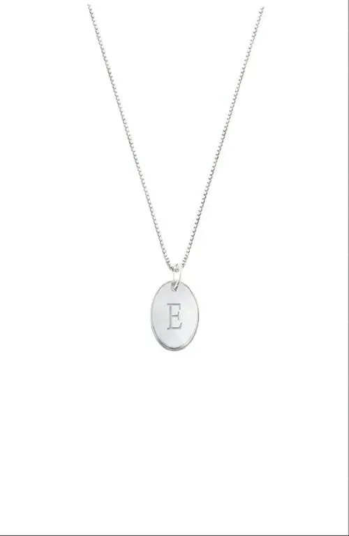 OAK & LUNA Willow Initial Disc Necklace- Sterling Silver - Letter E