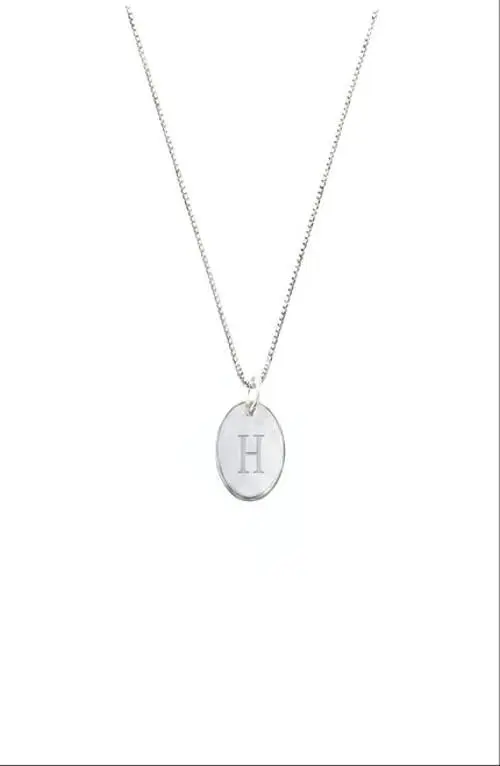 OAK & LUNA Willow Initial Disc Necklace - Letter H