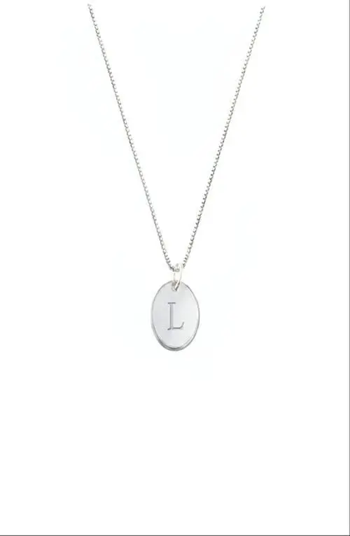 OAK & LUNA Willow Initial Disc Necklace- Sterling Silver - Letter L
