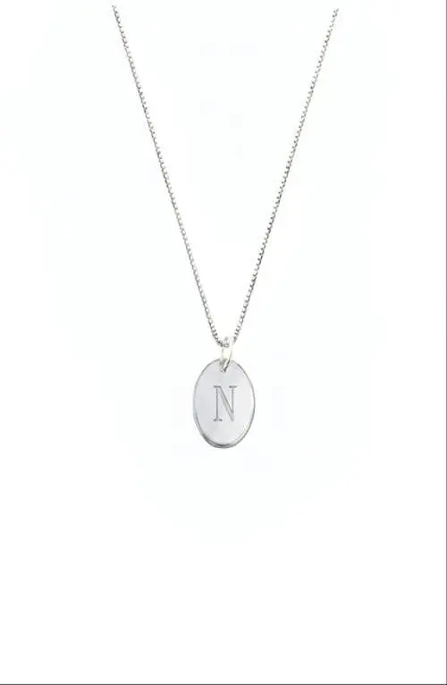 OAK & LUNA Willow Initial Disc Necklace - Letter N