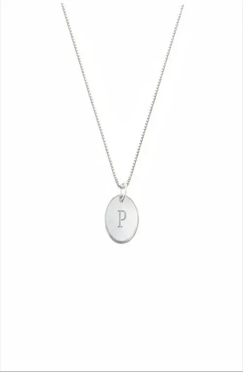 OAK & LUNA Willow Initial Disc Necklace - Letter P