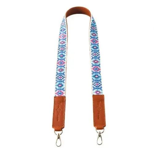 TIN MARIN Mai Woven Bag Strap - Blue & Pink With Leather