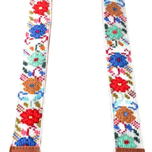 TIN MARIN Mai Woven Bag Strap - Blue Flowers With Leather