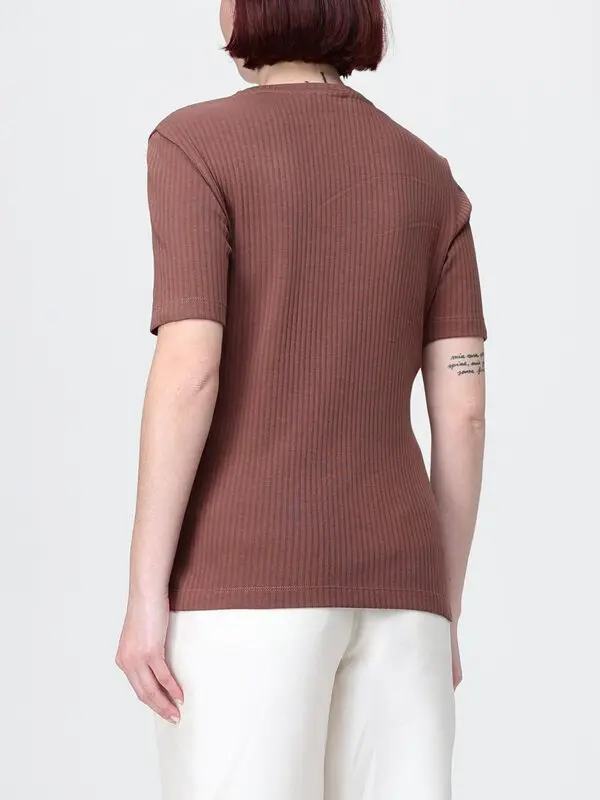 Marni Ribbed T-shirt With Graphic Detail - Tobacco