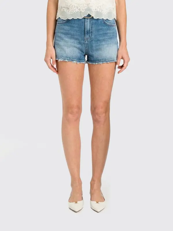 TWINSET Cotton Belted Shorts - Denim