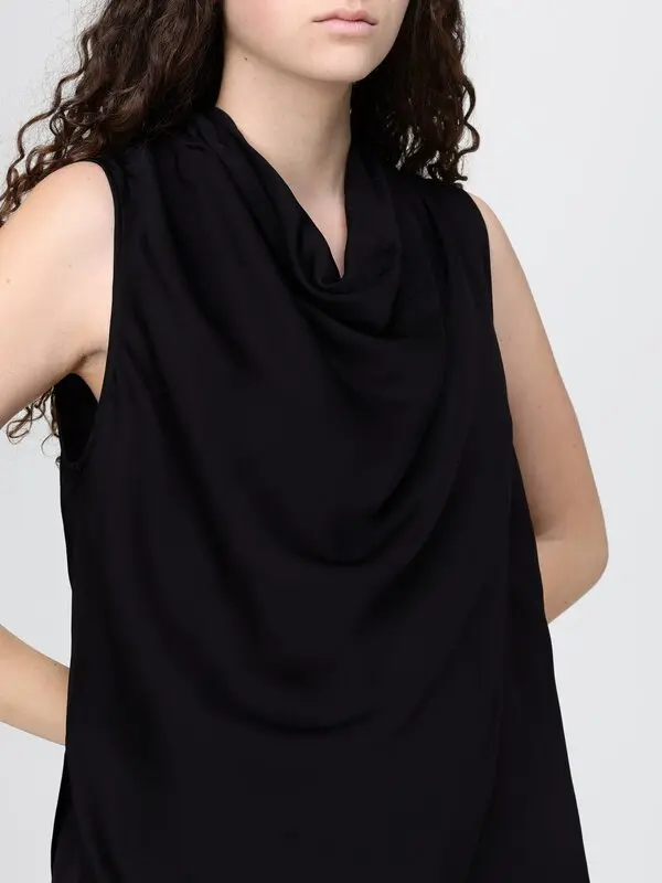 TWINSET Sleeveless Draped Viscose Top - Black