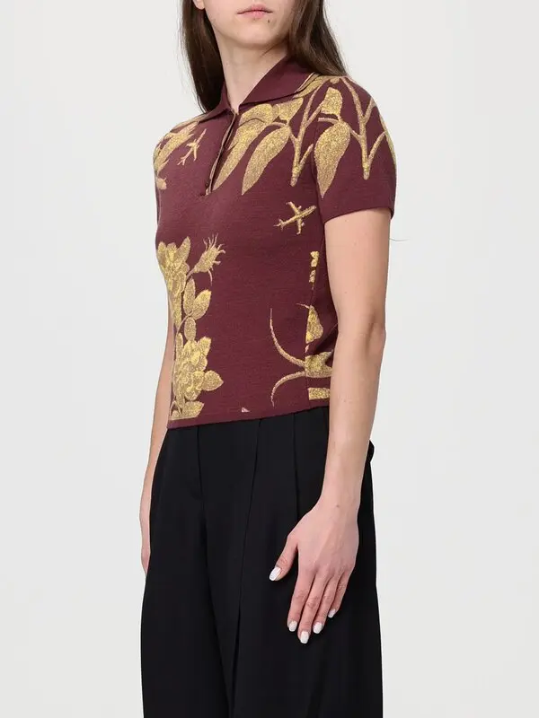 Moschino Floral Knit Polo Shirt - Brown