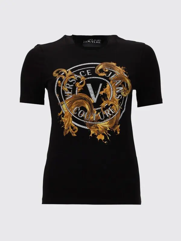 Versace Cotton T-shirt With Logo Print - Black