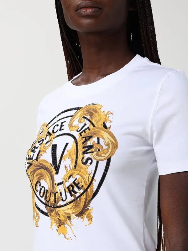 Versace Cotton T-shirt With Logo Print - White