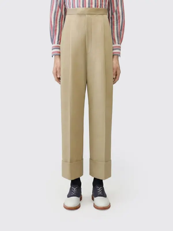 Thom Browne Cotton Gabardine Tailored Trousers - Kaki