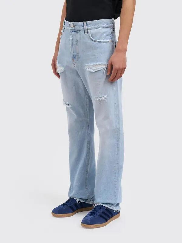 HAIKURE Cotton Denim Straight Jeans - Gnawed Blue