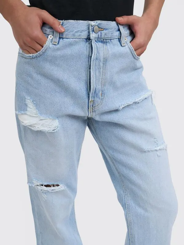 HAIKURE Cotton Denim Straight Jeans - Gnawed Blue