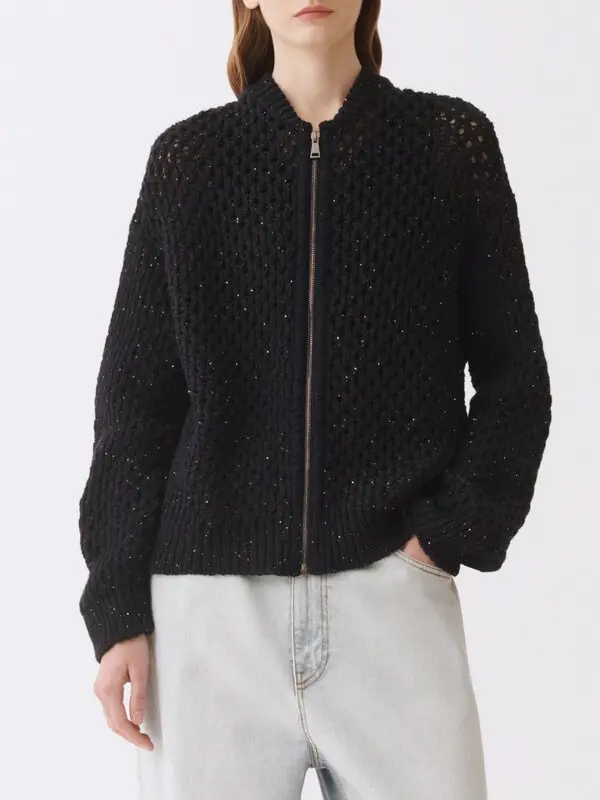 Fabiana Filippi Zip-up Sweater With Metallic Accents