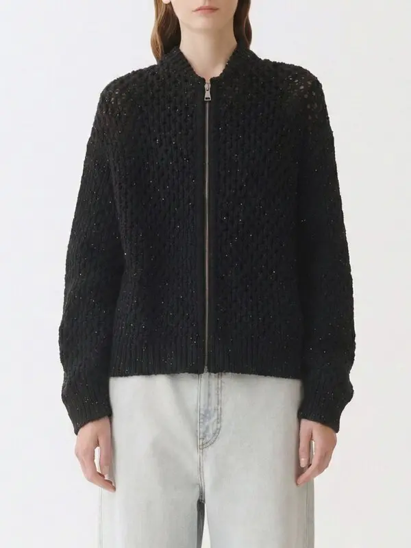 Fabiana Filippi Zip-up Sweater With Metallic Accents - Blue