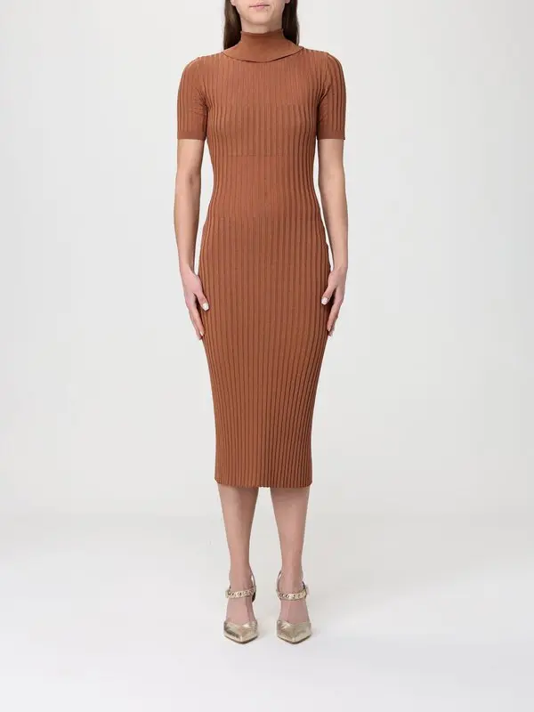 Elisabetta Franchi Ribbed Button-up Midi Dress