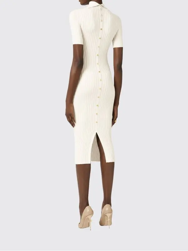Elisabetta Franchi Ribbed Knit High Neck Midi Dress