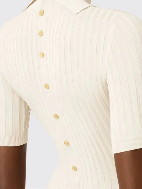 Elisabetta Franchi Ribbed Knit High Neck Midi Dress