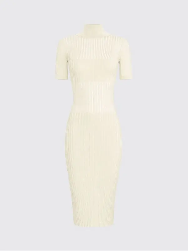 Elisabetta Franchi Ribbed Knit High Neck Midi Dress