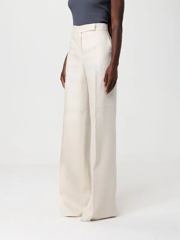 Max Mara Palazzo Linen Trousers - Cream