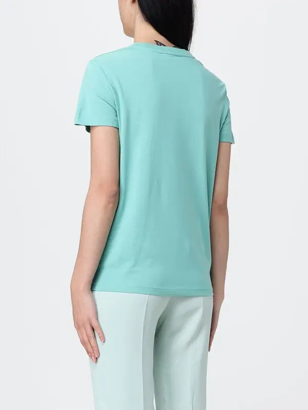 Max Mara Cotton T-shirt With Monogram Logo Pocket - Green