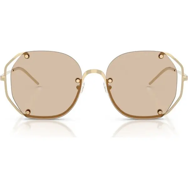 Emporio Armani 54mm Irregular Sunglasses - Shiny Pale Gold/light Brown