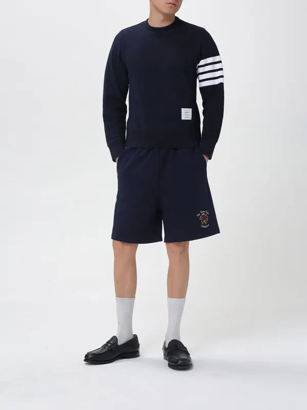Thom Browne Sweatshirt With Signature Stripes - Blue