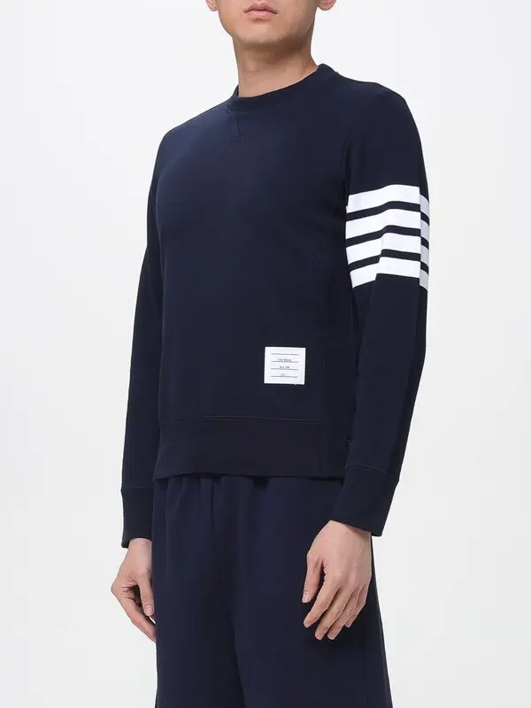 Thom Browne Sweatshirt With Signature Stripes - Blue