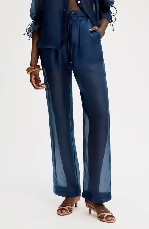 Sam Edelman Sheer Wide Leg Pants - Navy