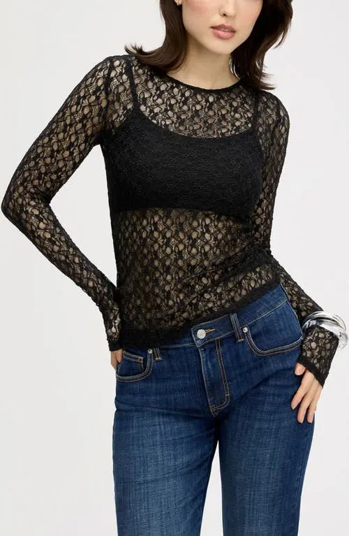 Sam Edelman Sheer Lace Top - True Black