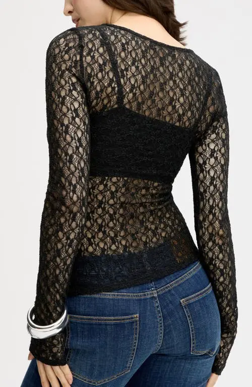 Sam Edelman Sheer Lace Top - True Black