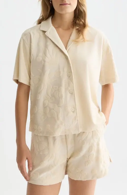 Scotch & Soda Terry Cloth Camp Shirt - Fog