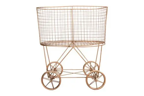 STORIED HOME Metal Rolling Laundry Cart With Rack