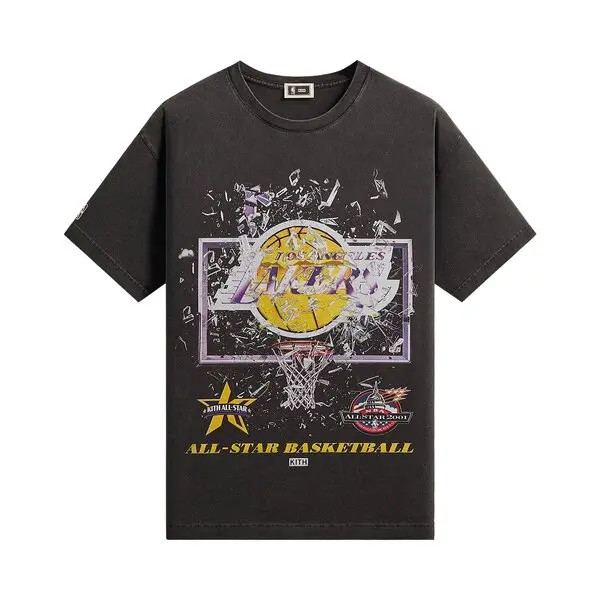 Kith For Nba All-star Los Angeles Lakers Shattered Backboard Vintage Tee - Black