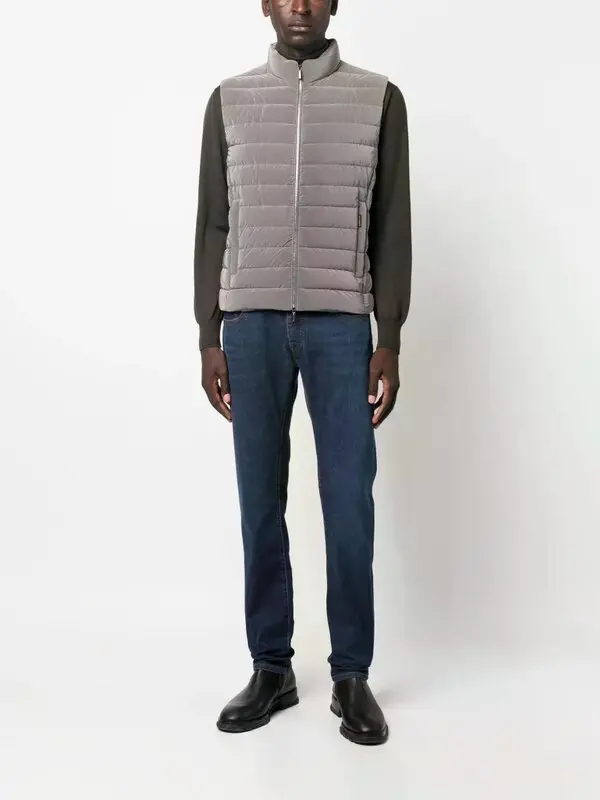 MOORER Zip-up Gilet - Grey