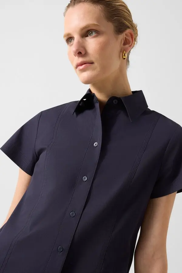 Bogner Alison Poplin Blouse Shirt Dress - Navy Blue