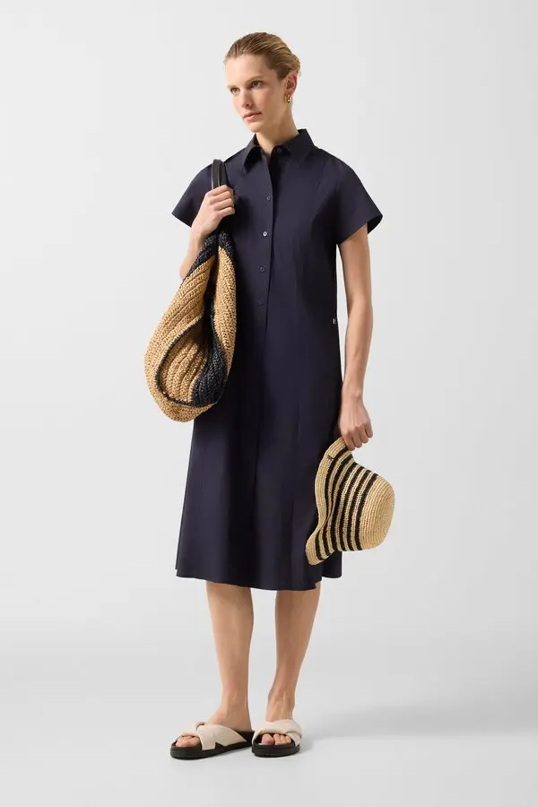 Bogner Alison Poplin Blouse Shirt Dress - Navy Blue