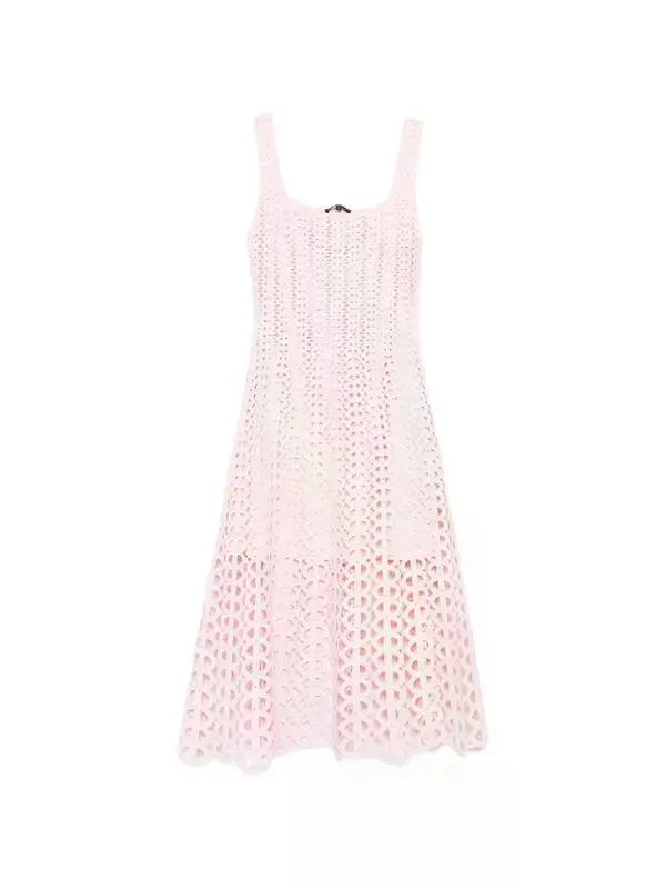 Maje Openwork Crochet Midi Dress With Rhinestone Embellishments