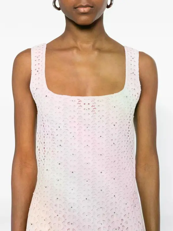 Maje Openwork Crochet Midi Dress With Rhinestone Embellishments
