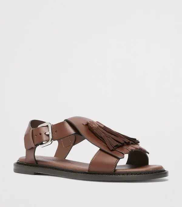 Max Mara Leather Tassel Sandals