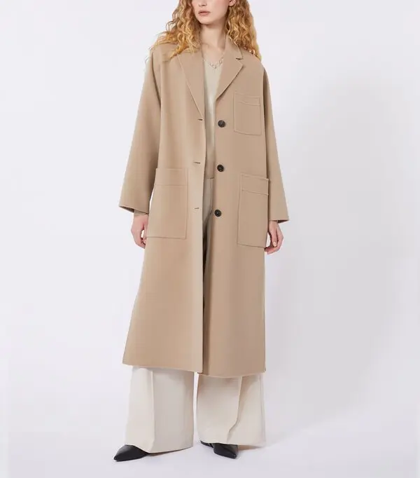 Max Mara Wool-blend Single-breasted Long Coat - Beige