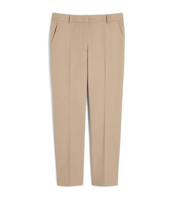 Max Mara Stretch-cotton Ankle-length Trousers - Beige