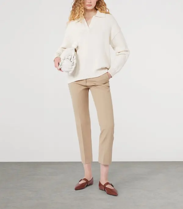 Max Mara Stretch-cotton Ankle-length Trousers - Beige