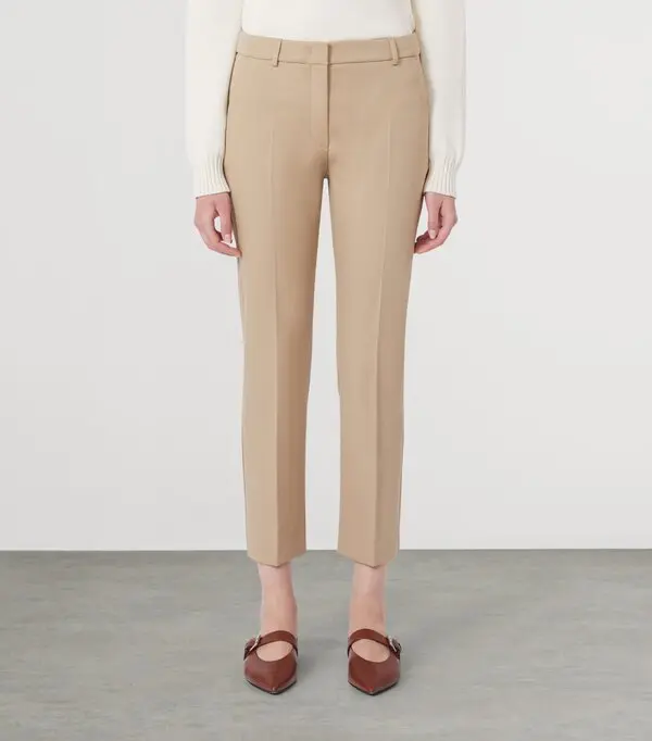 Max Mara Stretch-cotton Ankle-length Trousers - Beige