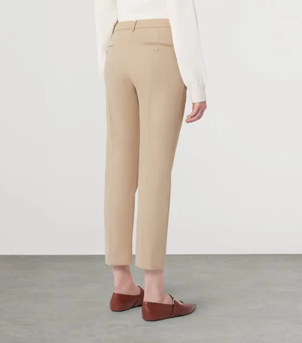 Max Mara Stretch-cotton Ankle-length Trousers - Beige