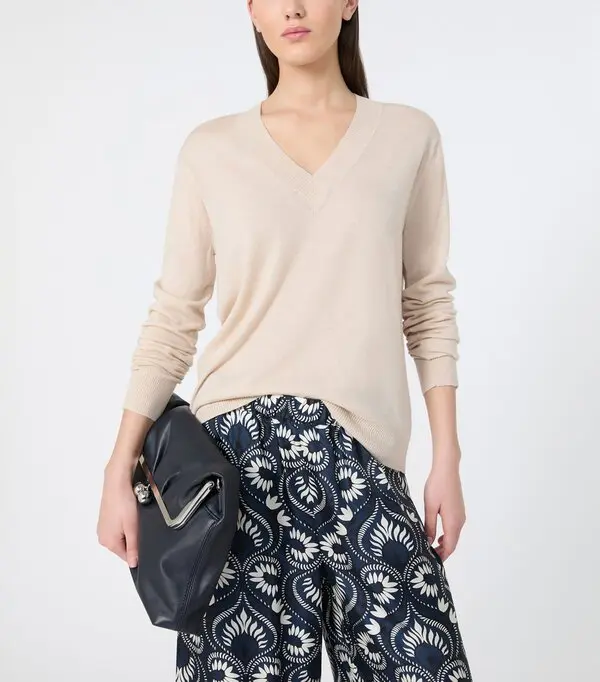 Max Mara Wool-cashmere V-neck Sweater - Beige