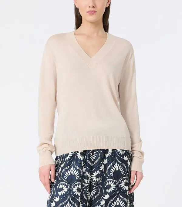 Max Mara Wool-cashmere V-neck Sweater - Beige
