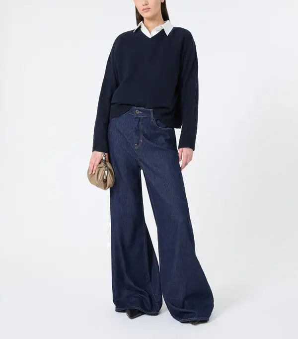 Max Mara Cashmere V-neck Sweater - Blue