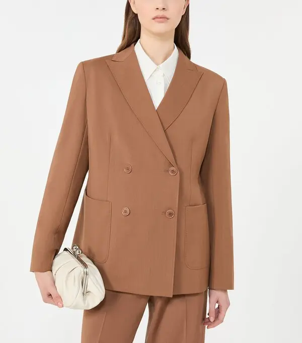 Max Mara Virgin Wool Double-breasted Blazer - Brown